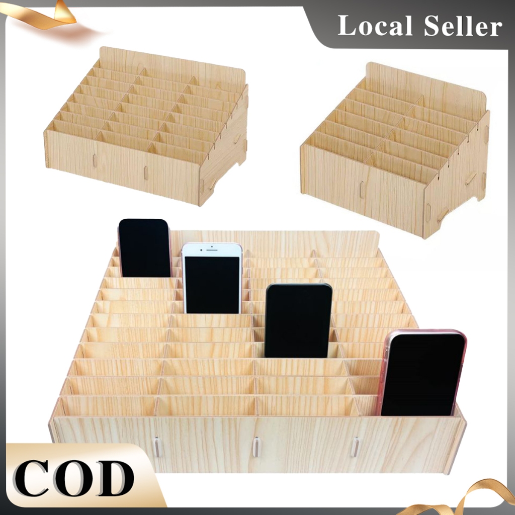 Multi-grid Wooden Mobile Phone Storage Box 12/24/48Grid Wood ...