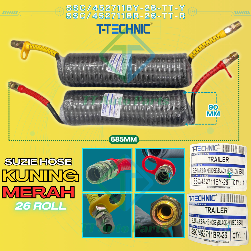 T-TECHNIC 26 Roll Susi Hose [YELLOW | RED] Trailer Truck Air Hose ...