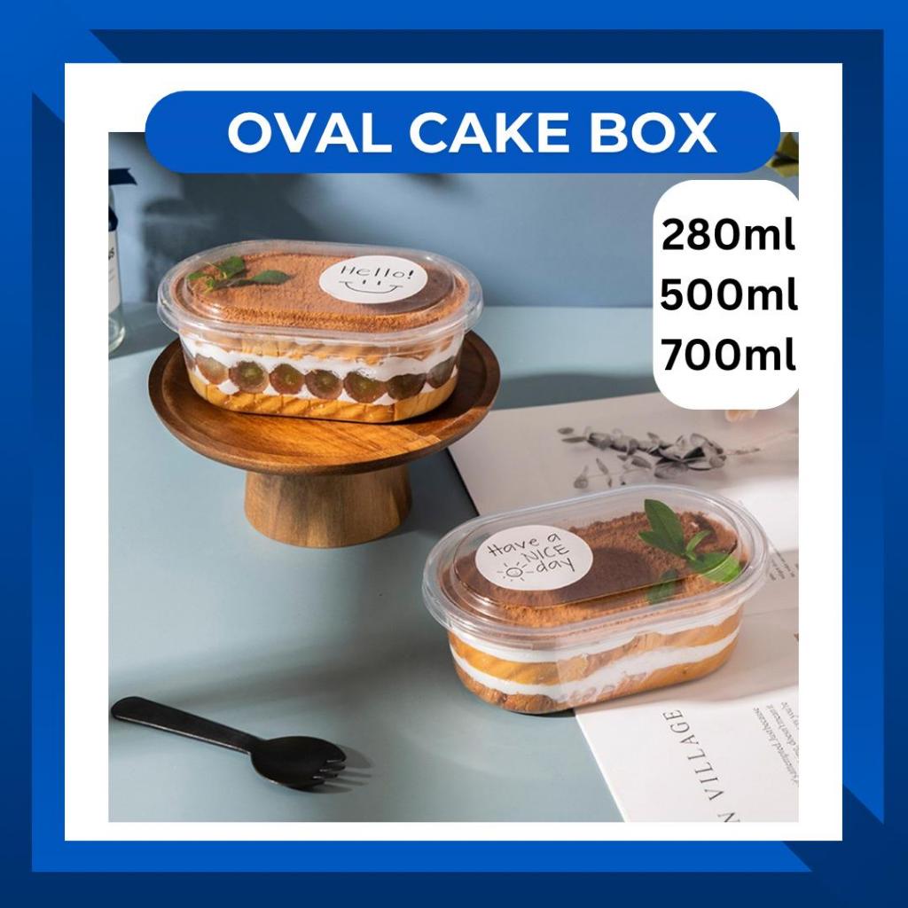 TEBAL OVAL Trasparent Cake Box Kotak Bekas Cheese Kek Bekas Kek Mousse ...