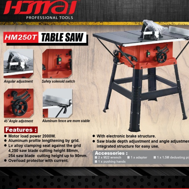 HOMAI PROFESSIONAL TOOLS TABLE SAW (HM250T) | Shopee Malaysia