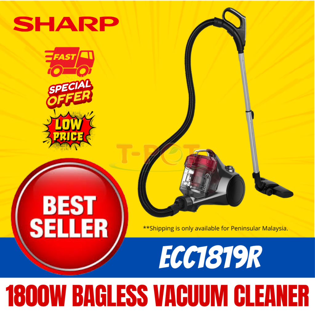 SHARP 1800W ECC1819R CYCLONE HEPA FILTER VACUUM CLEANER | Shopee Malaysia