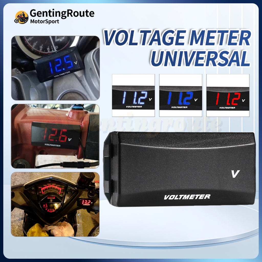 Voltage Meter Motorcycle Voltmeter 12V 24V Volt Meter Car LED LCD ...