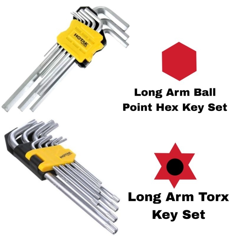 (Raya Sales) HOTAK Pro Tools 9pcs Long Arm Ball Point Hex & Torx Key ...