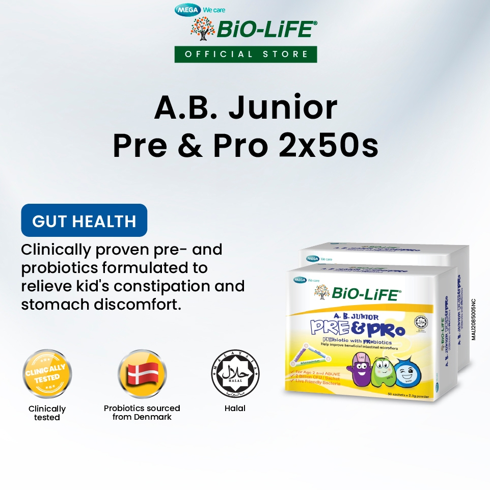 BiO-LiFE A.B. Junior Pre & Pro 2 x 50 sachets (EXPIRY DATE AUGUST 2026 ...