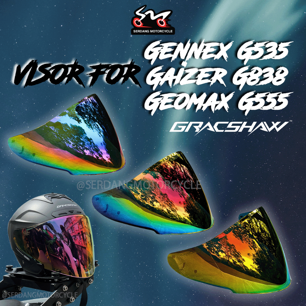 GRACSHAW V555 Visor For G838 Tinted Rainbow Galaxy Pink Blue Sun ...
