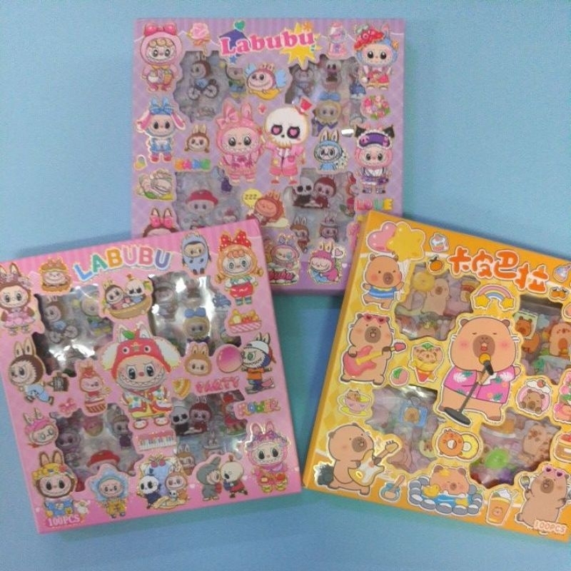100pcs Sticker cartoon Labubu Capybara sticker set kids DIY box girls ...