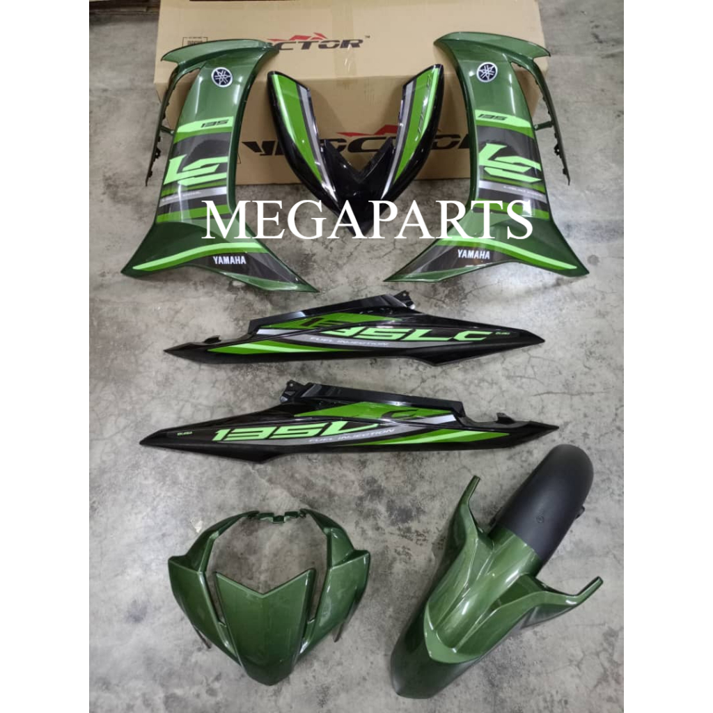 LC135 V8 FI 2025 DR.MOSES GREEN YAMAHA BODY COVER SET WITH SIAP STICKER ...