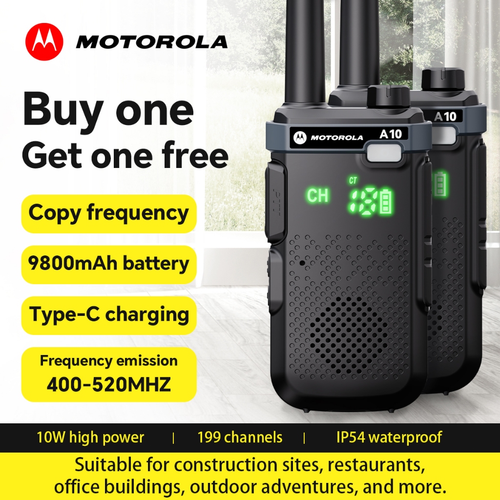 Motorola A10 Walkie Talkie Stronger Signal 199 Channels UHF Dual Band ...