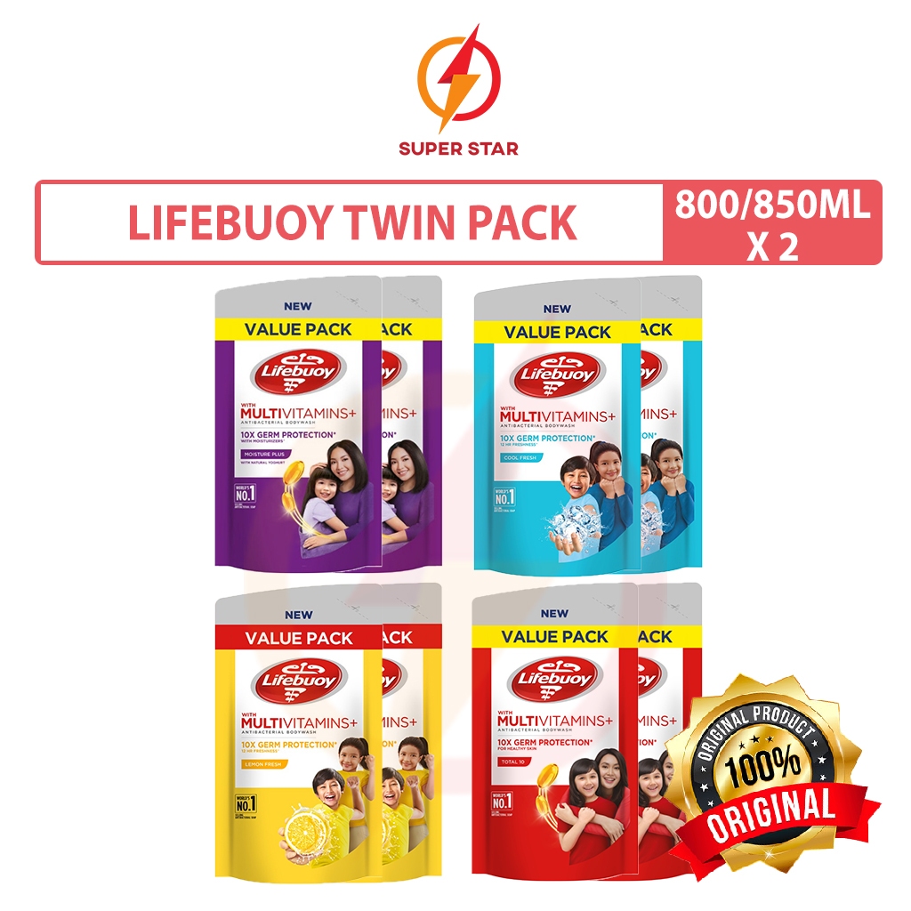 Lifebuoy Body Wash Refill Twinpack 800ml/850mlx2 (Total 10/Lemon Fresh ...