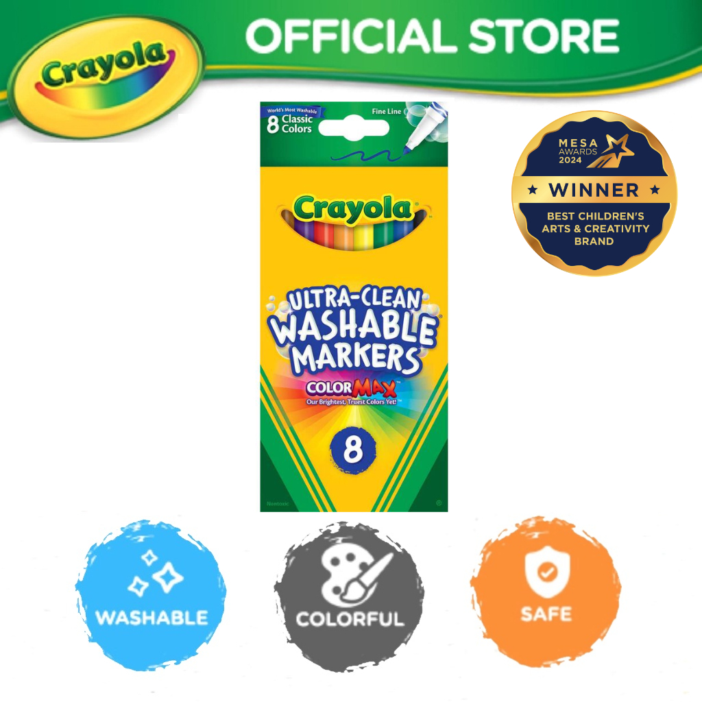 Crayola Ultra-Clean Washable Markers Color Max - 8 Bold Color Markers ...