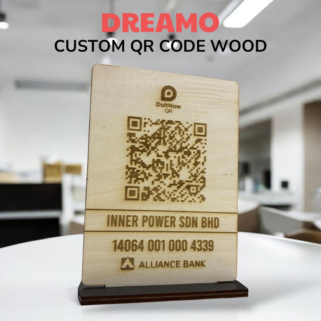 Custom Wood QR Code Pay E-Wallet Scan DuitNow Touch 'n Go | Shopee Malaysia