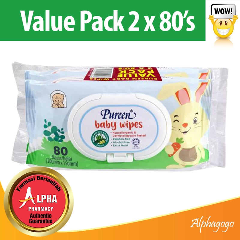 Pureen Baby Wipes Value Pack (2 X 80 Sheets) | Shopee Malaysia