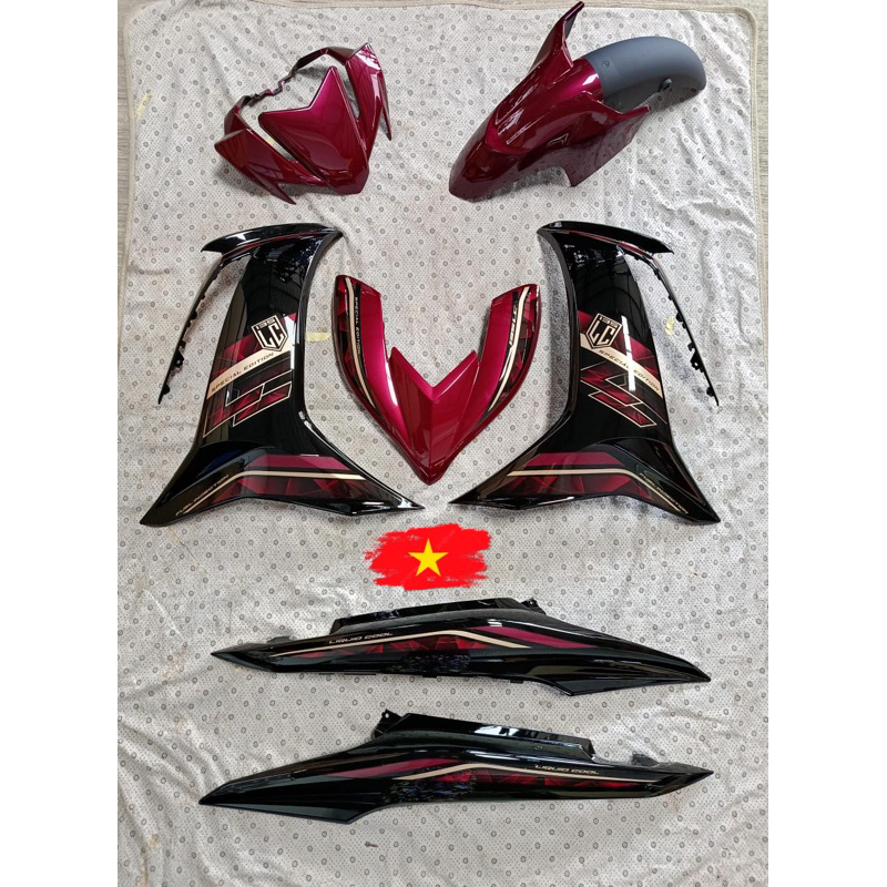 🇻🇳EXCITER VIETNAM COVER SET YAMAHA LC135 V8 FI MEROON BLACK 2025（SIAP ...