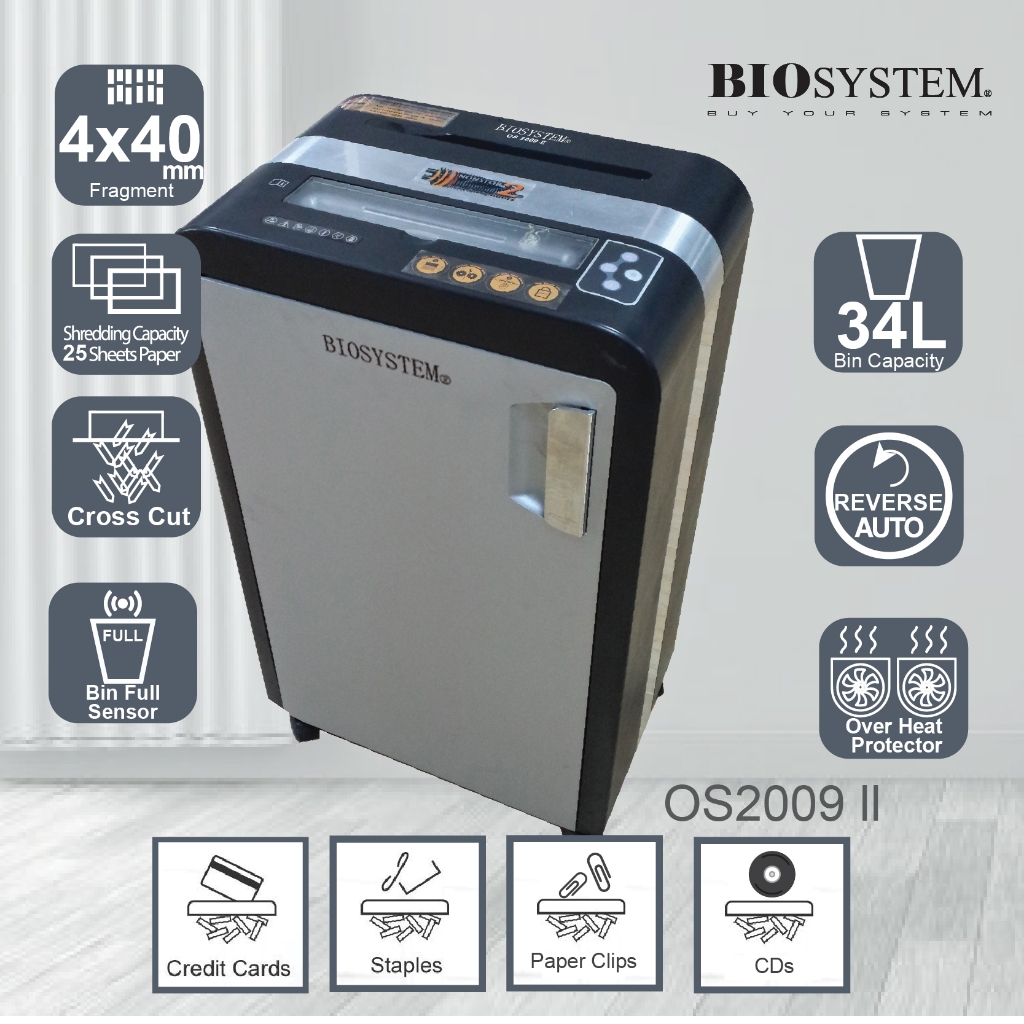 Heavy Duty Shredder BIOSYSTEM OS2009 II Mesin Perincih Besar 34 Liter ...