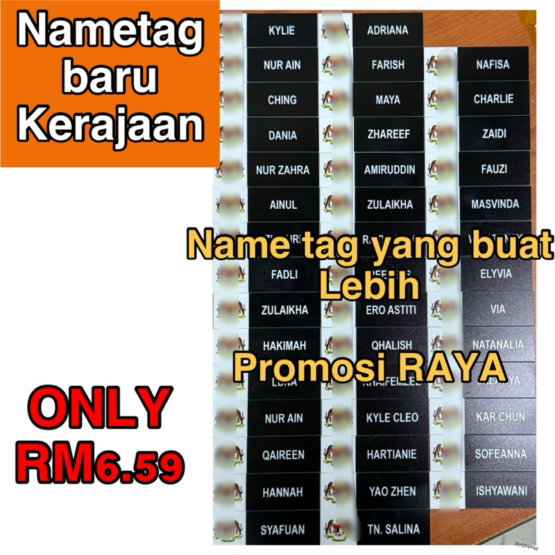 (ship hari lepas raya) NAMETAG KERAJAAN JATA RASMI Nama tag 75mm x 25mm ...
