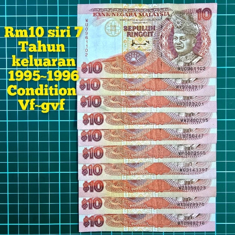 (A207) rm10 siri 7 duit kertas lama Rm10 lama duit syiling lama barang antik barang lama mata ...