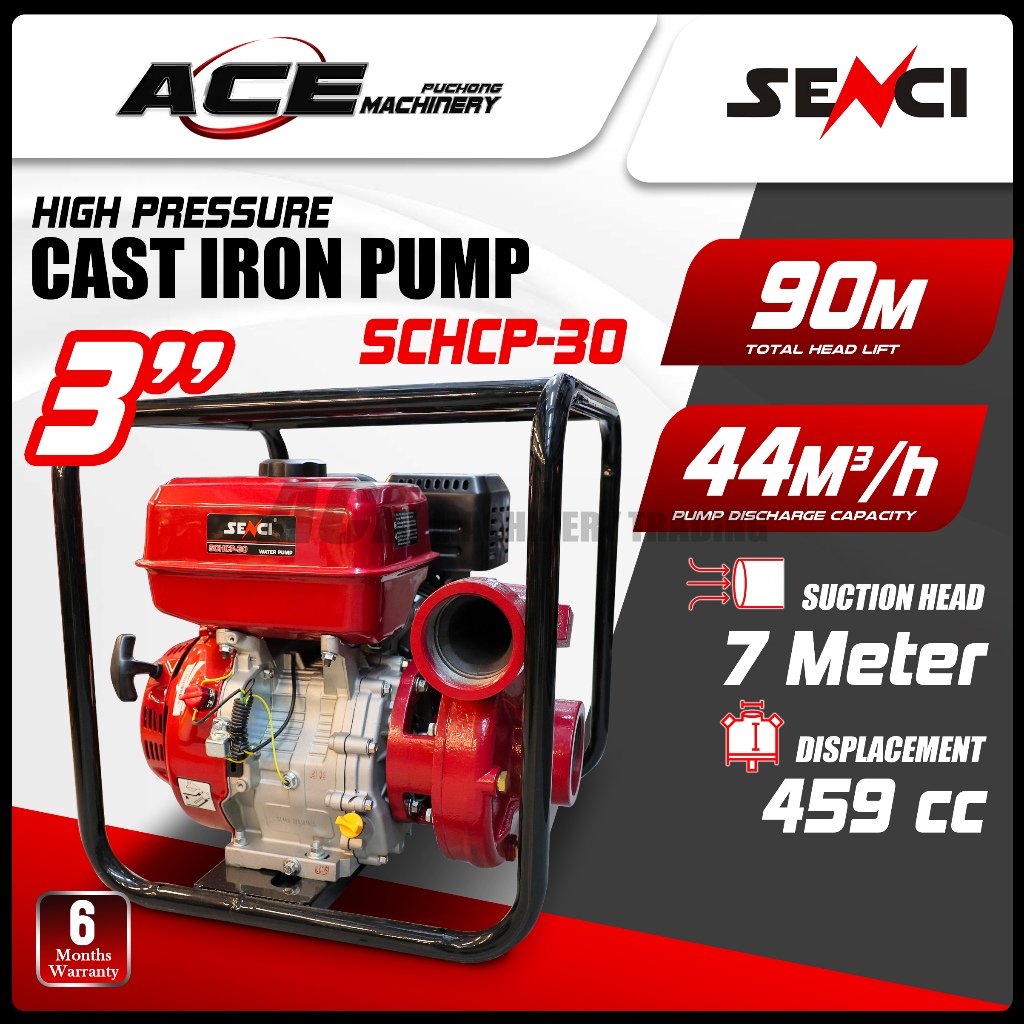 [ SENCI ] SCHCP-30 13HP CAST IRON PUMP 3" High Pressure Water Pump 90m Total Head 459cc | Shopee ...