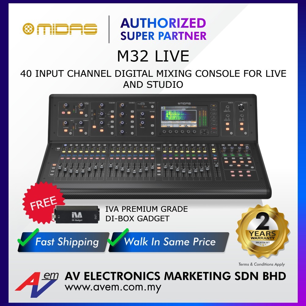 MIDAS M32 LIVE 40 Channels, 32 Midas Preamplifiers Digital Mixer ...