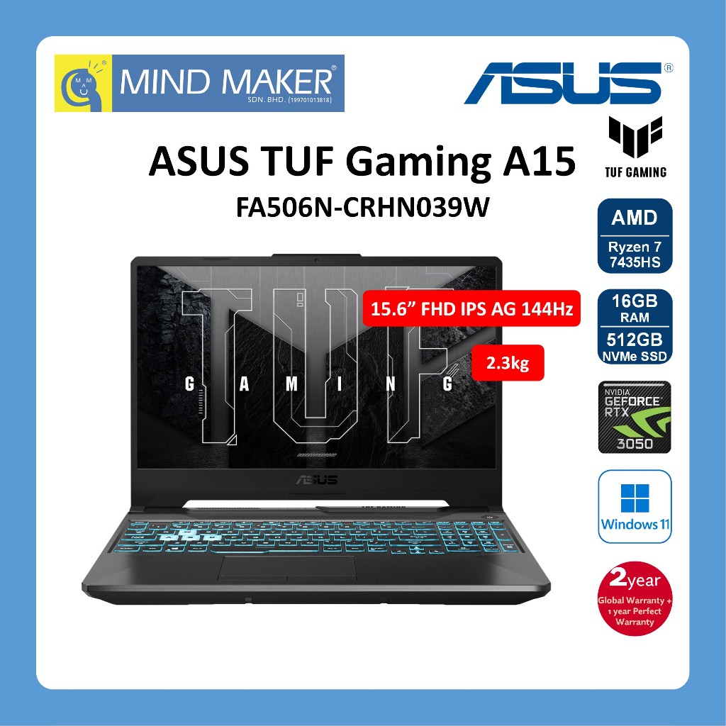 Asus TUF Gaming A15 FA506N-CRHN039W NoteBook / R7-7435HS / Win11 / 16GB ...