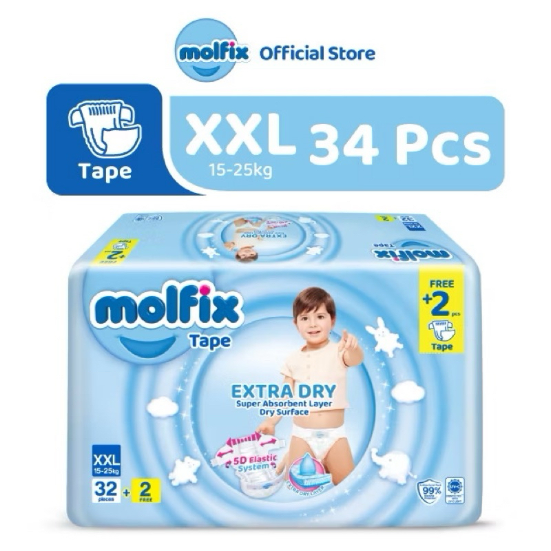Molfix Extra Dry Jumbo Pack - XXL34 (1 Pack) | Shopee Malaysia