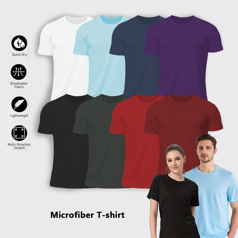 Baju Microfiber Dri Fit T-Shirt For Men Breathable Gym Polyester T ...