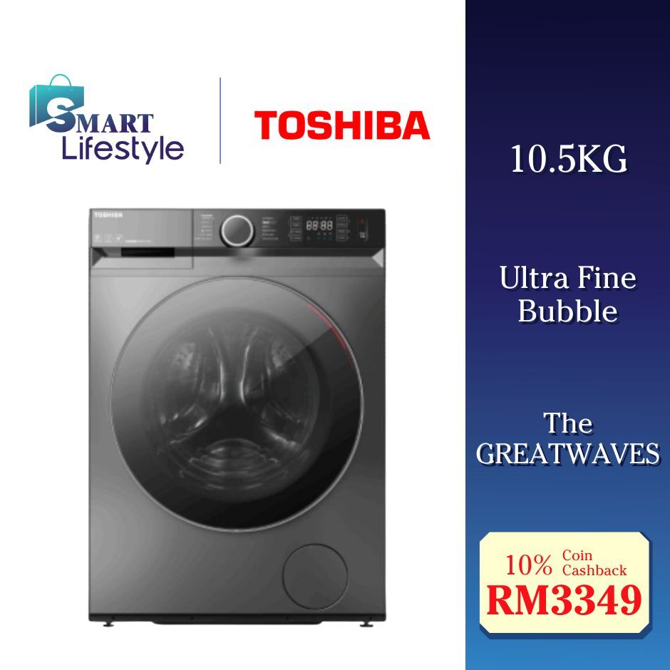 TOSHIBA 10.5KG FRONT LOAD INVERTER WASHING MACHINE TW-BK115GF4M(SK) | Shopee Malaysia