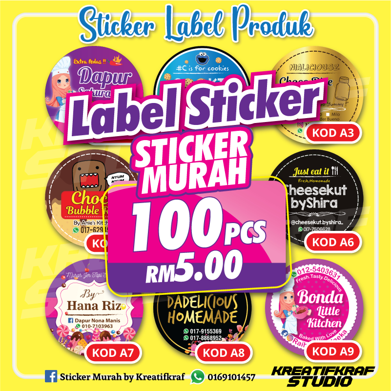 SIAP 1 HARI - Sticker Produk 2025 Free Design | Shopee Malaysia