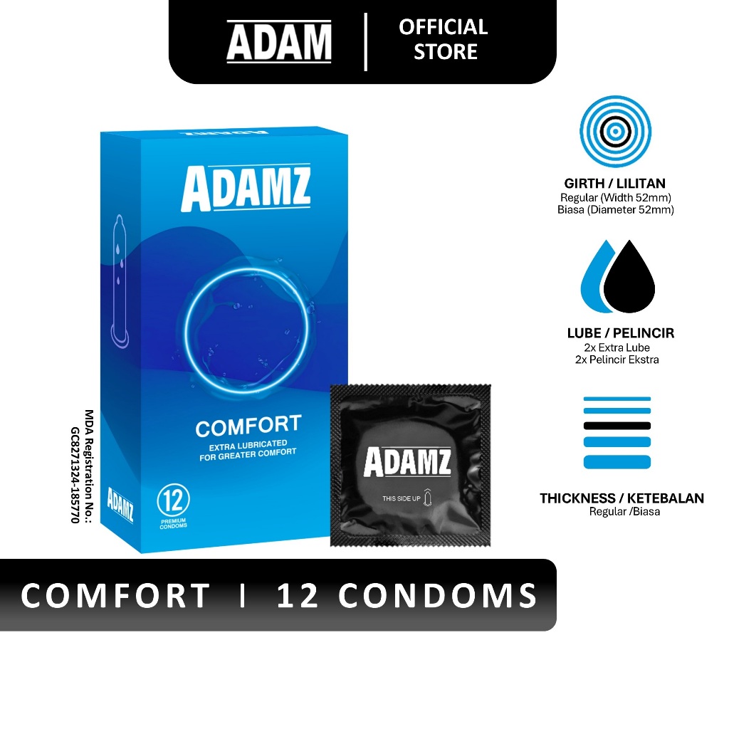 Adam Condom Adamz Comfort Condom kondom Adam 12s/24s/36s extra ...