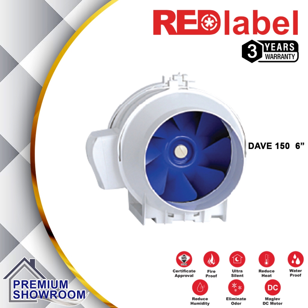 REDLABEL Inline Booster Duct Fan DAVE 150 / 6 inch / DC Motor / Ultra ...