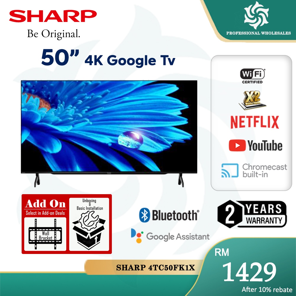 【LOWEST PRICE】Sharp 50" & 55INCH 4K UHD 4TC50FJ1X 4TC55FJ1X Google TV ...