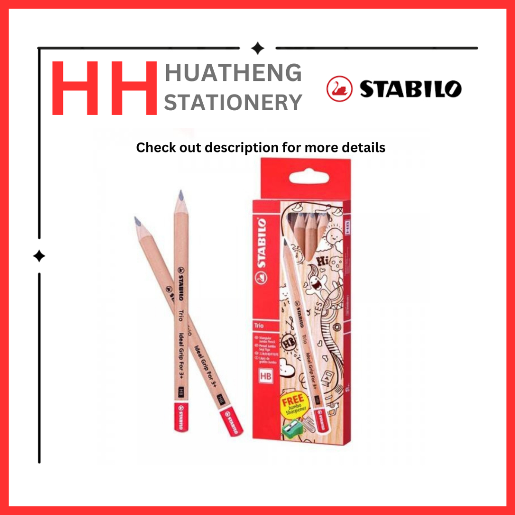 STABILO Trio / Trio + Triangular Grip Jumbo 2B / HB Pencil (Set of 6 ...