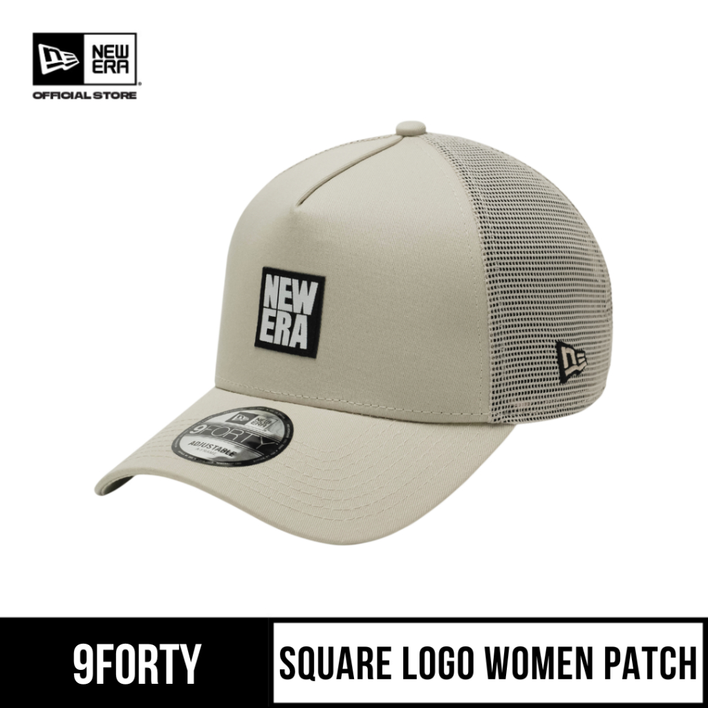 New Era 9FORTY A-Frame Trucker Square Logo Woven Patch Stone Snapback ...