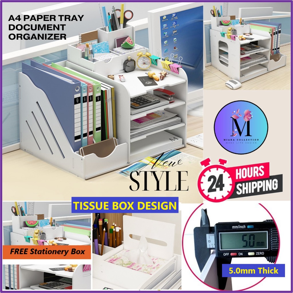 Document Rack With Tissue Box Paper File Rack Paper Office Storage File ...