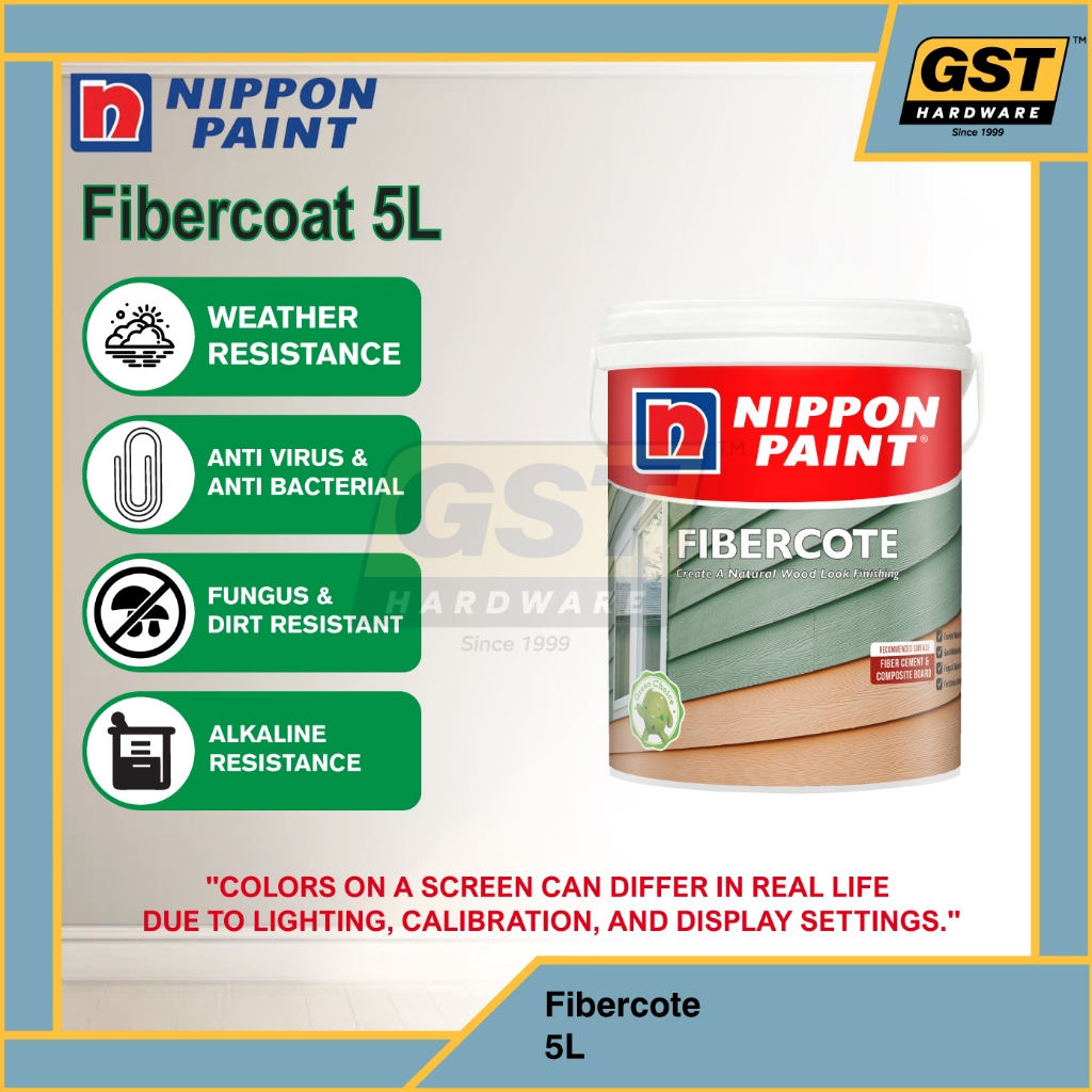 5L Nippon Paint Fibercote Cat Cement Paint Fiber Board Paint Kayu Cat ...