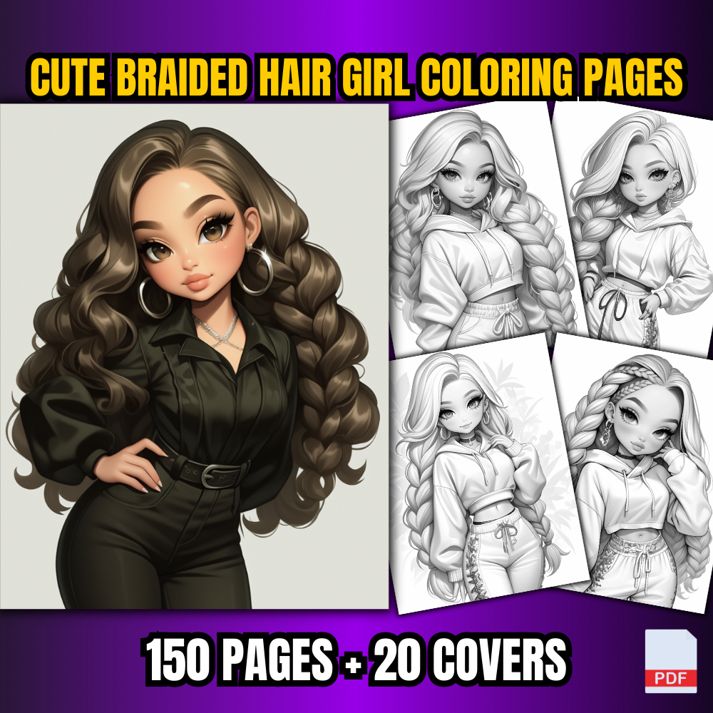 [PDF] 150 Cute Braided Hair Girl Coloring Pages For Kids | Shopee Malaysia