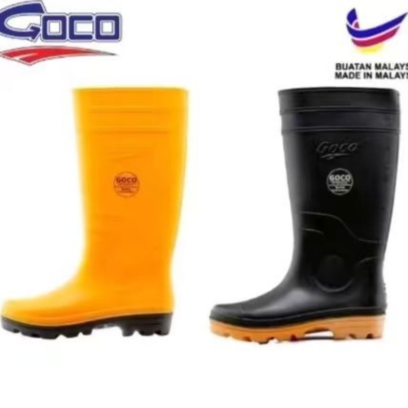 Goco Kasut Boot Getah Kalis Air Kuning Hitam Berkain 980/Rainboot Shoe ...