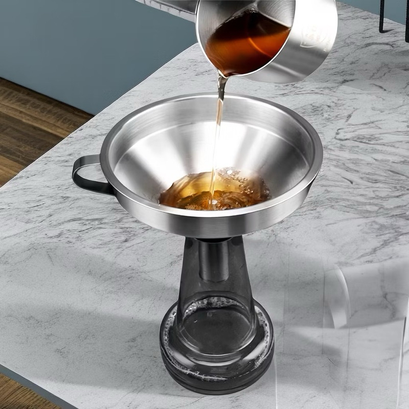 2” 3” 4” / 11CM 13CM 15CM Stainless Steel Filter Funnel Oil Liquid Fluid Filter Funnel Kitchen ...