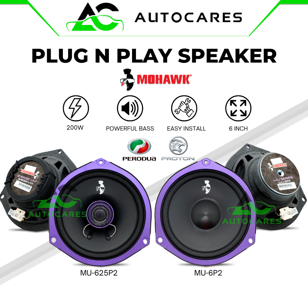 Plug & Play MOHAWK MU Speaker OEM Axia Myvi Bezza Saga VVT 6'' 2-Way ...