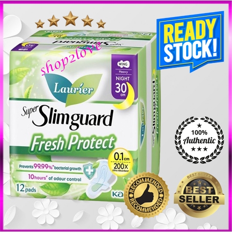Laurier Super Slimguard Fresh Protect 30cm 12 Pads Night Type -Ultra ...