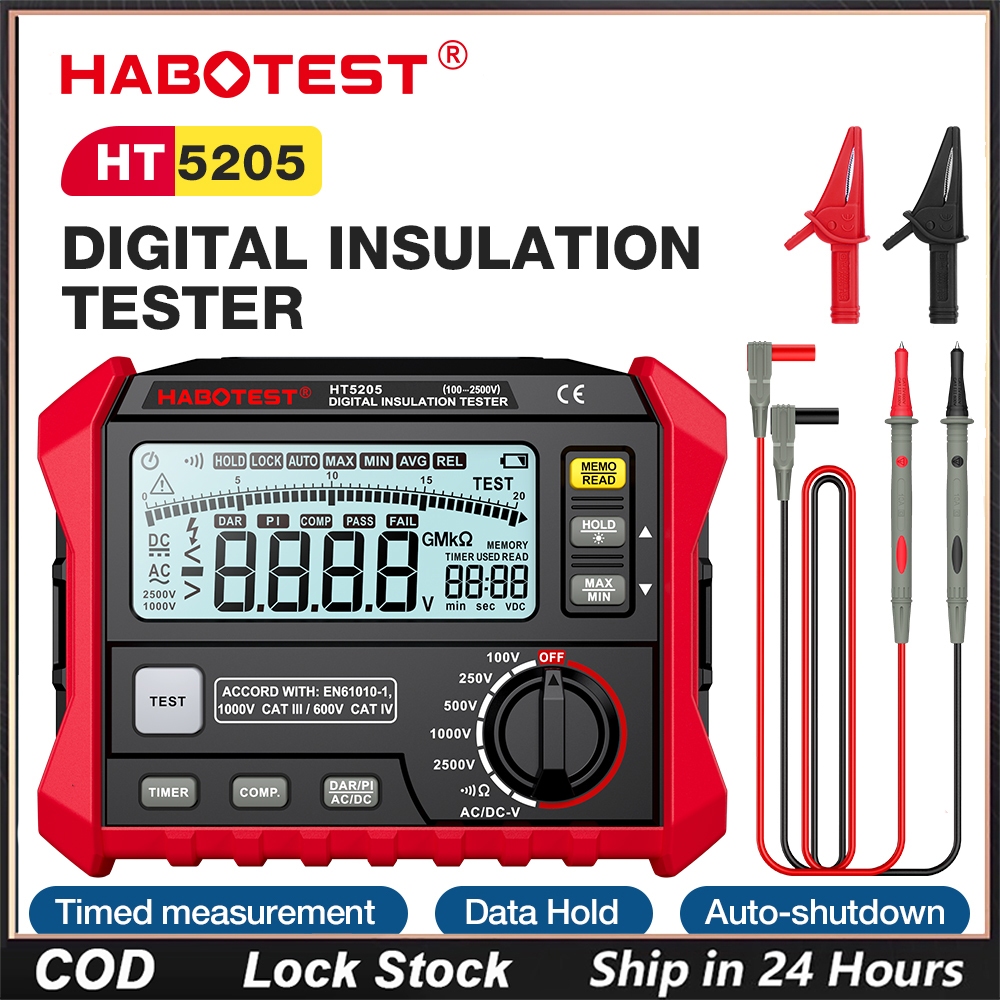HABOTEST📢HT5205 2500V Digital Insulation Tester Multimeter Megohmeter ...