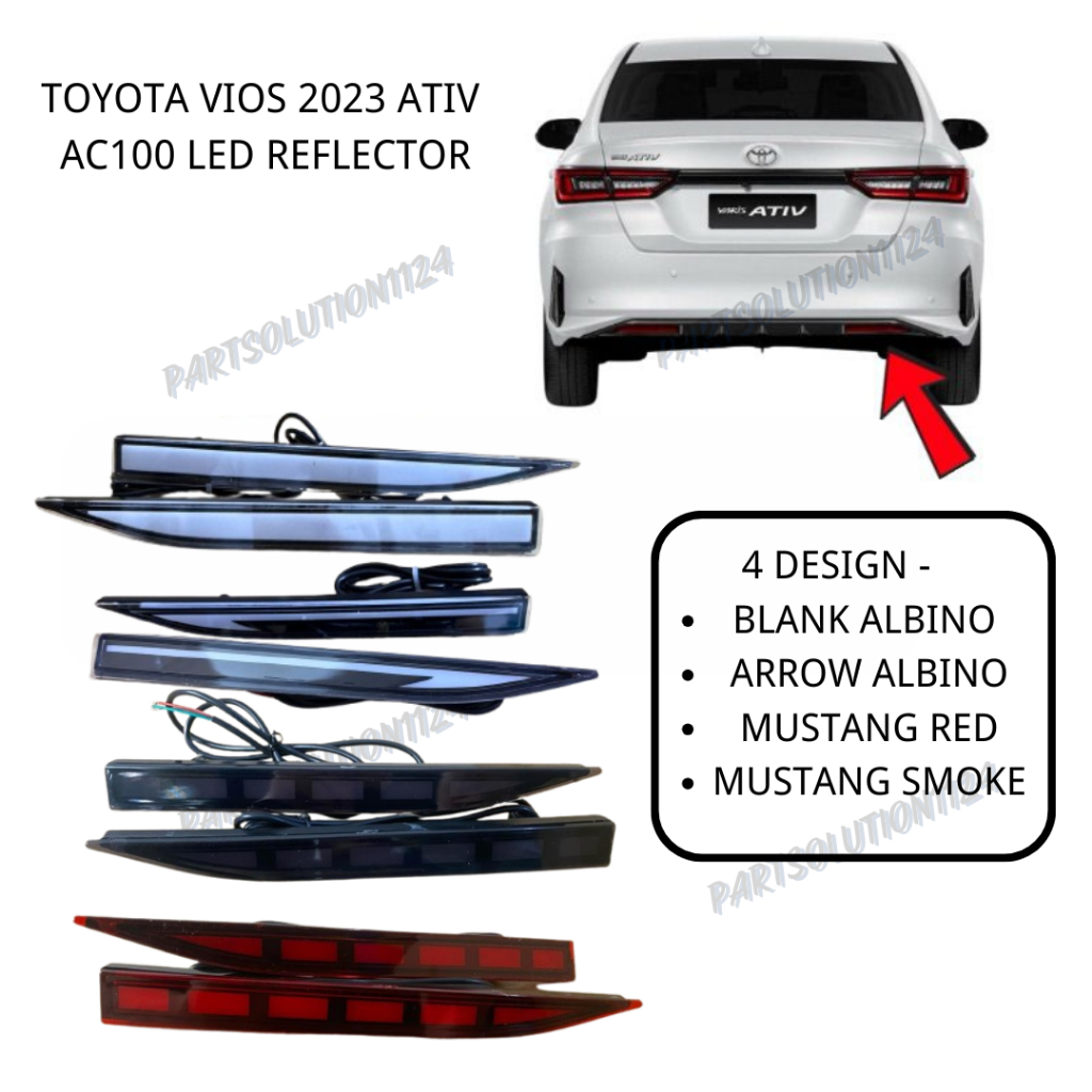 TOYOTA VIOS 2023 ATIV AC100 LED REFLECTOR REAR BUMPER REFLECTOR ...