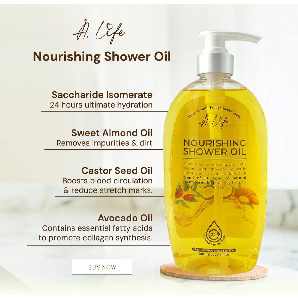 A.life Natural Nourishing Shower Oil (800mL) Suitable For Sensitive ...