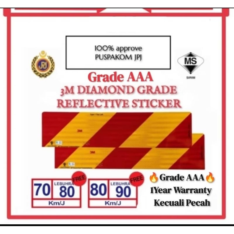 (Grade AAA 1year warranty)3m diamond grade reflector J1 1set 2pcs / KPL ...