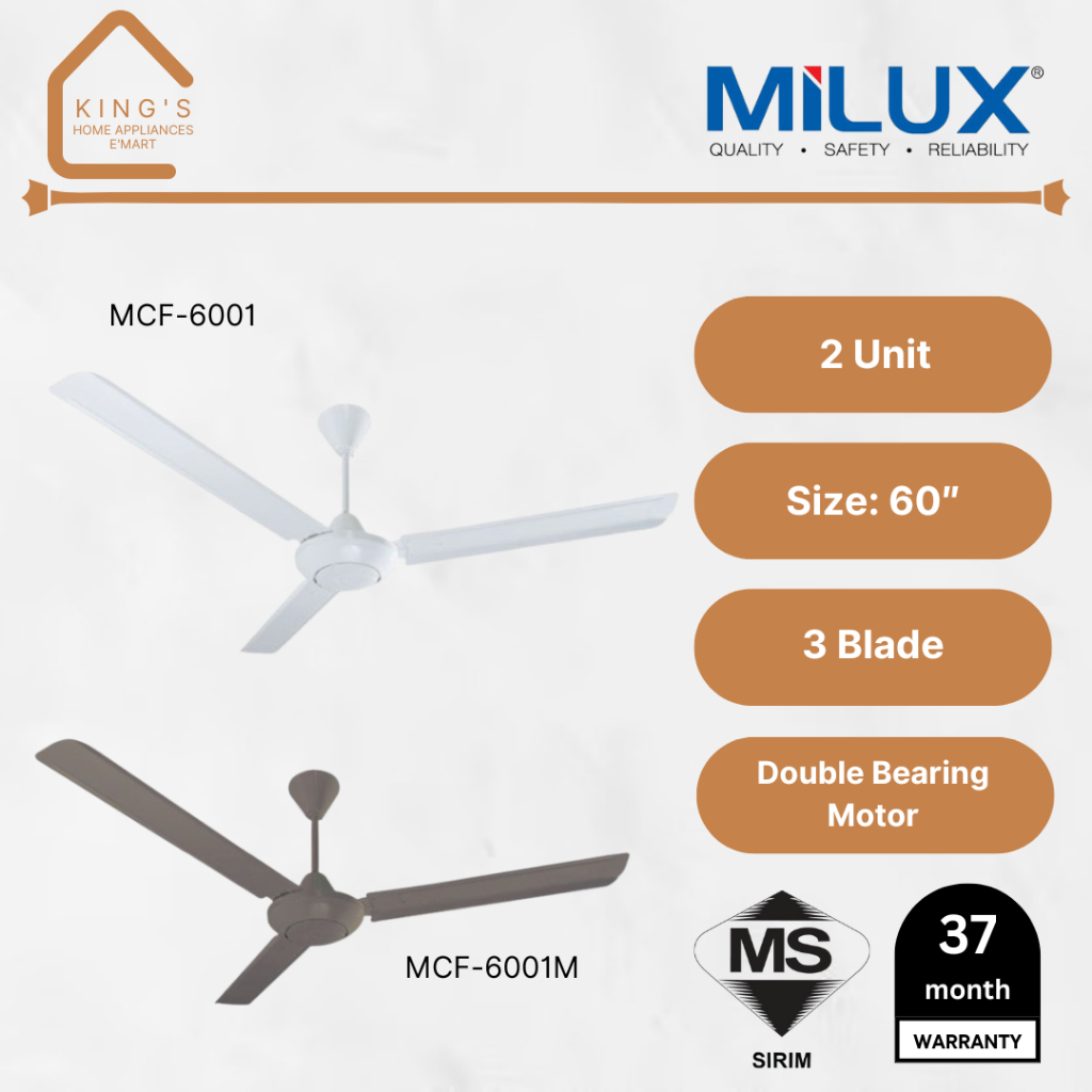 [2 UNIT/PER BOX] MILUX 60" Ceiling Fan 5 Star MCF-6001 / 5 Speed ...