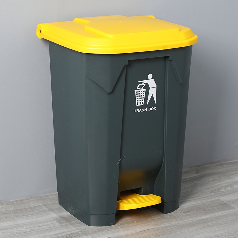 Heavy Duty Plastic Trash Bin 20L 30L 50L 80L 100L with Step Foot Pedal ...