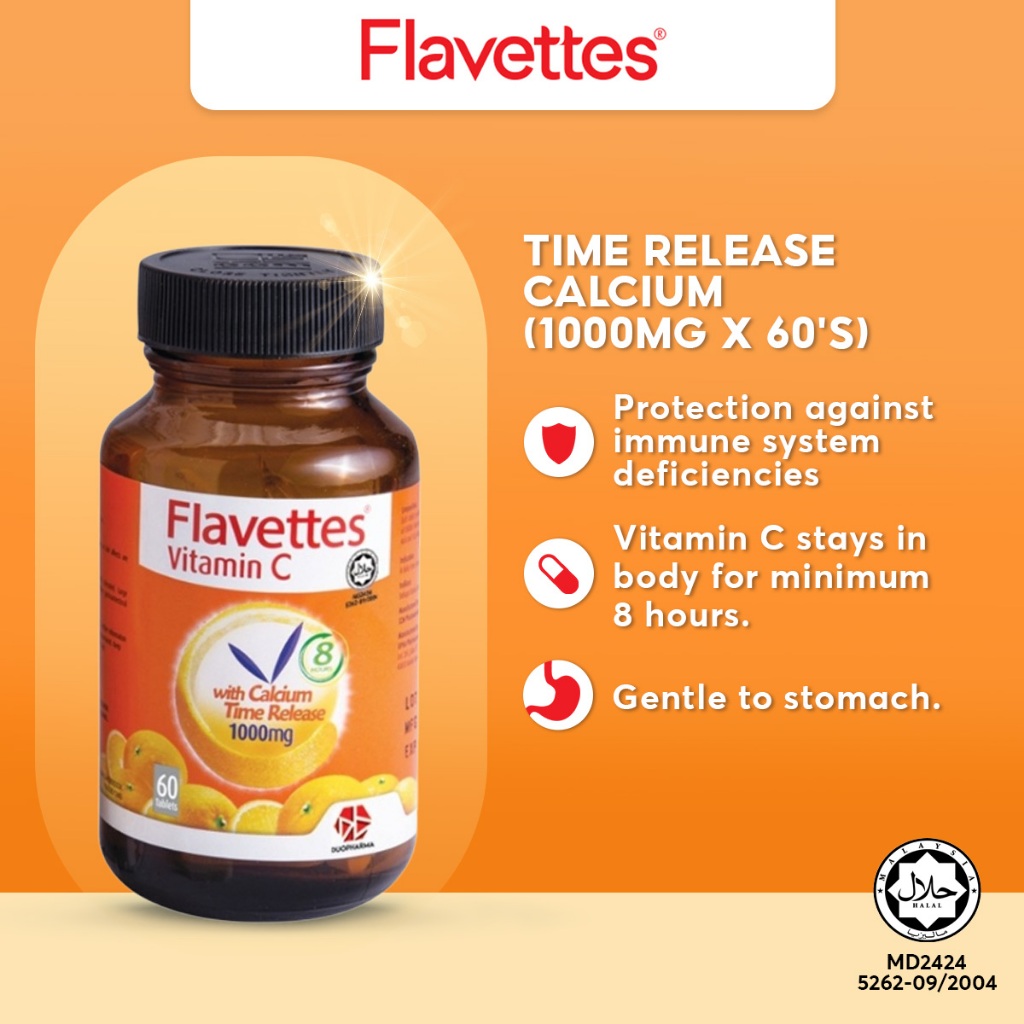 Flavettes Time Release Calcium (1000mg x 60's) | Shopee Malaysia
