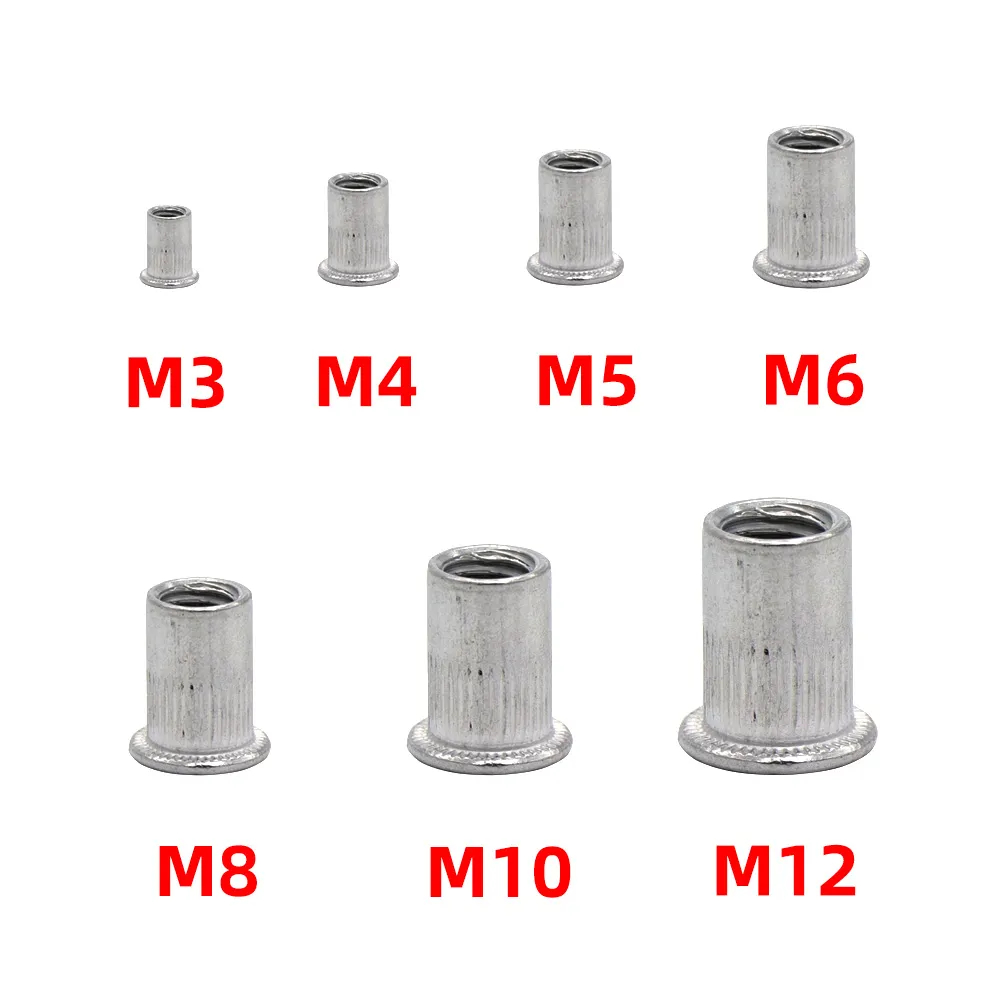 MKR 10Pcs Aluminum Alloy Rivet Nuts M3 M4 M5 M6 M8 M10 Flat Head Rivet ...