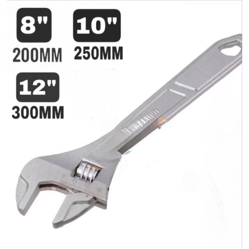 Adjustable Wrench Spana Hidup8"-12" (150mm-300mm) SwitchSpanar | Shopee ...