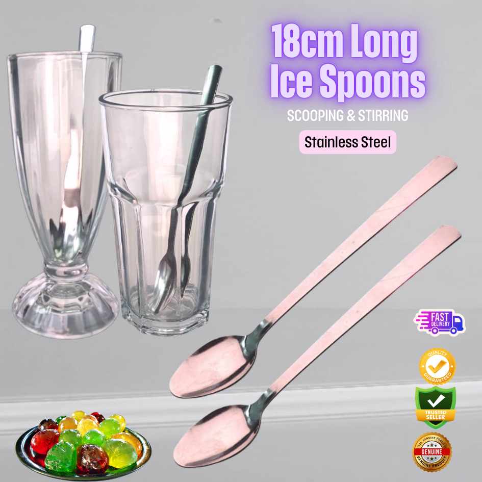 18CM STAINESS STEEL LONG ICE SPOON/SCOOPING/STIRRING BEVERAGES/MILK TEA ...