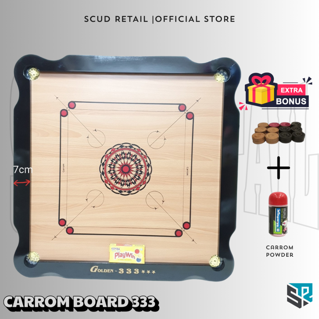 Carrom Board 333 Golden (FREE CARROM POWDER) | Shopee Malaysia